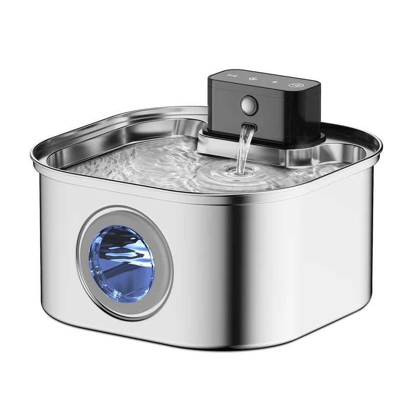 Stainless Steel Cat Wireless Charging Induction Water Fountain ...