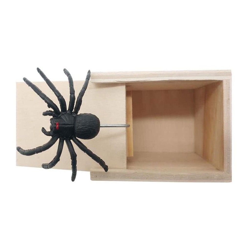 Scary Spider Box Prank Toy Wooden Surprise Prank Box with Fake Spiders ...