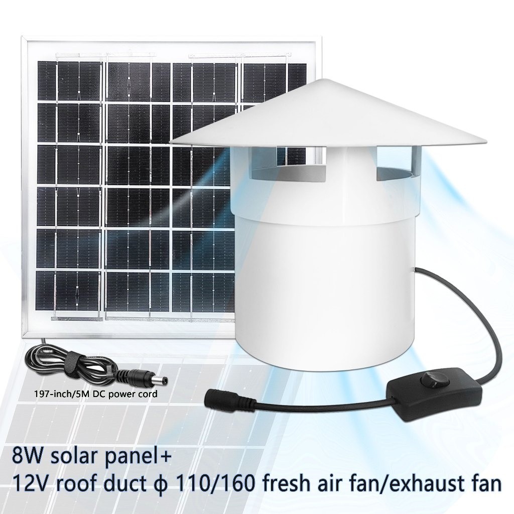 DC Solar Air Fan Mini Exhaust Fan bumbung 12V DC pengudaraan kipas 110/ ...
