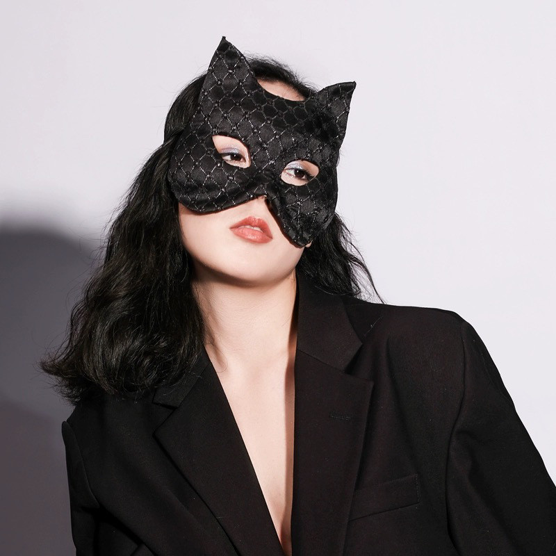 Dovetail Catwoman Singer Handmade Silver Gilding Black Sexy Fox Mask Halloween Influencer Douyin ...