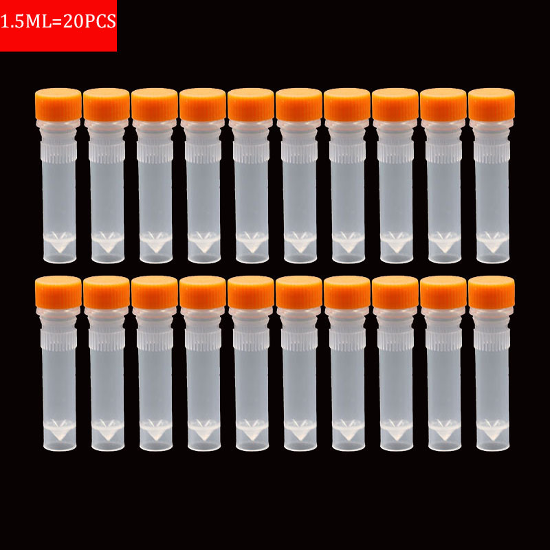 20PCS 1.5ML Laboratory Tube with Silicone Gasket Plastic Transparent ...
