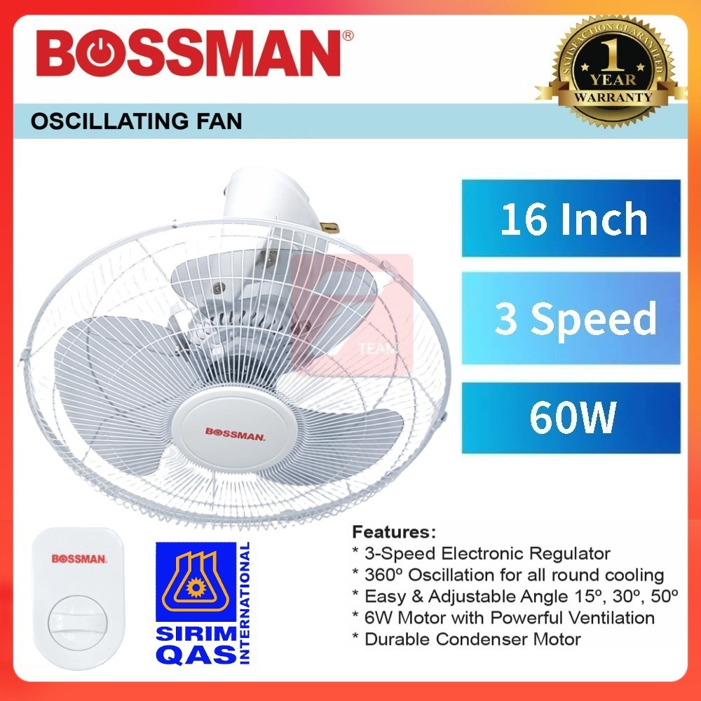 BOSSMAN 16 Inch Auto Fan BAF-360 l Auto Oscillating Fan l Auto Orbit ...