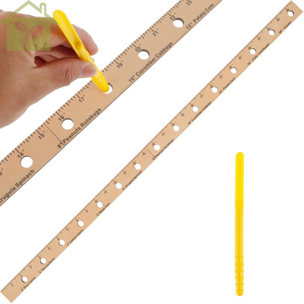 Seed Ruler and Dibber Wood Seed Spacing Ruler with Holes Portable ...