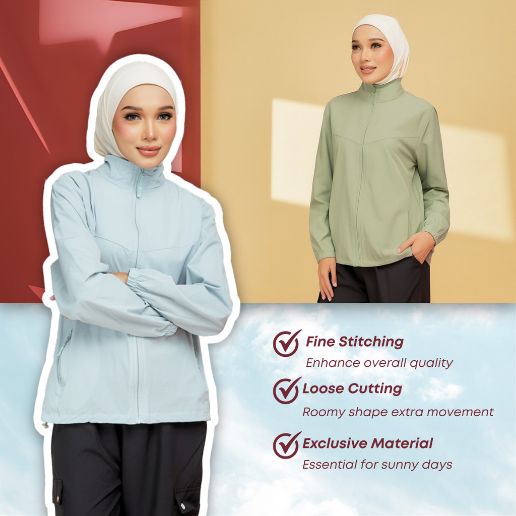 ZOE ARISAH Azrani Arizah Top Jacket Windbreaker Muslimah Baju Sukan ...