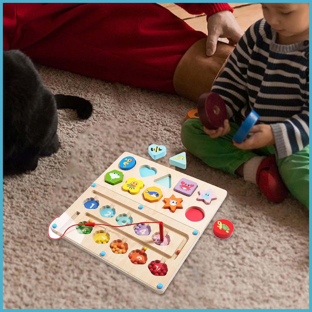 Magnetic Maze for Kids Wooden Magnetic Counting Maze Marine Design ...