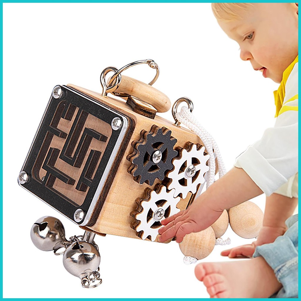 Busy Sensory Cube Wooden Block Cube Toys Educational Board Sensory Toy ...