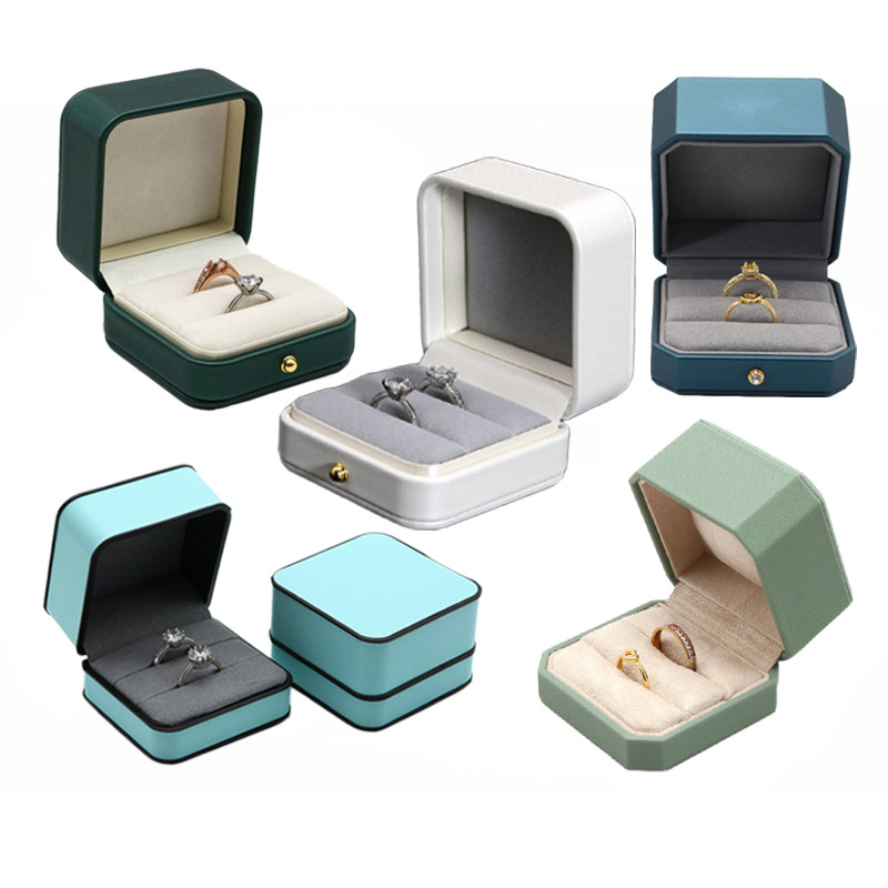 Double Slots Ring Jewelry Box For Wedding Proposal Engagement Ring Box ...
