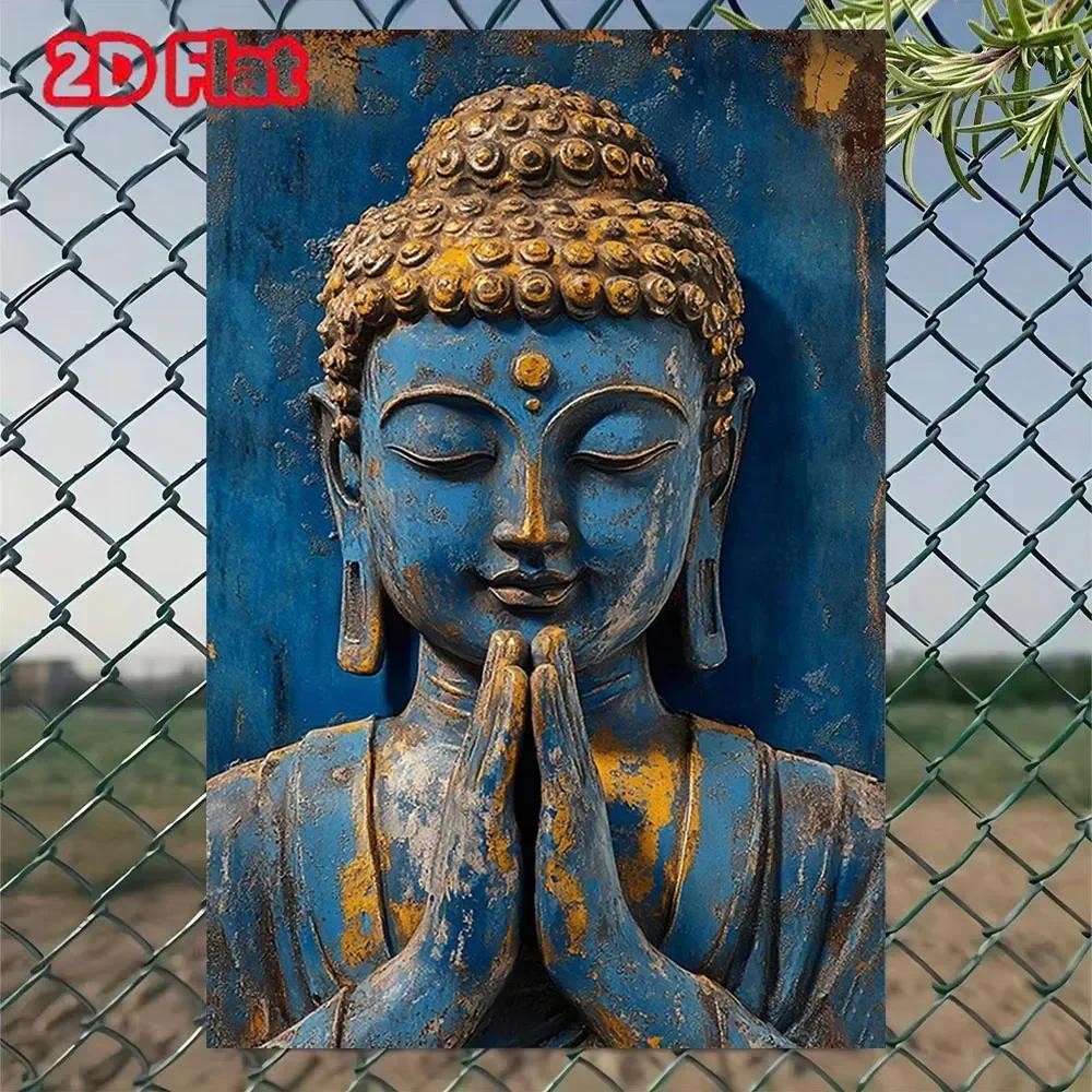 2D Tinplate Art Buddha Wall Plate for Farmhouse Yard Garden Outdoor ...