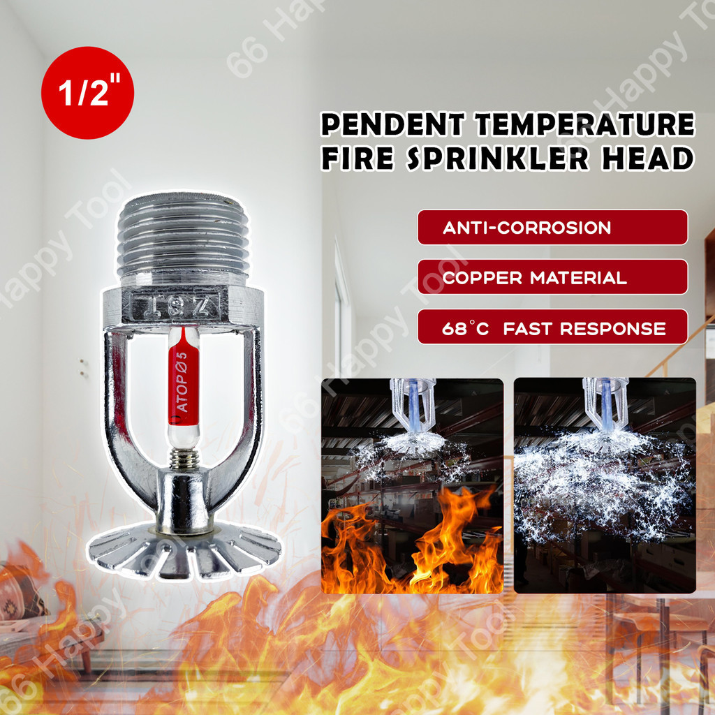 (1pc) 1/2" Fire Sprinkler Water Heads 68°C Pendent Temperature Copper ...