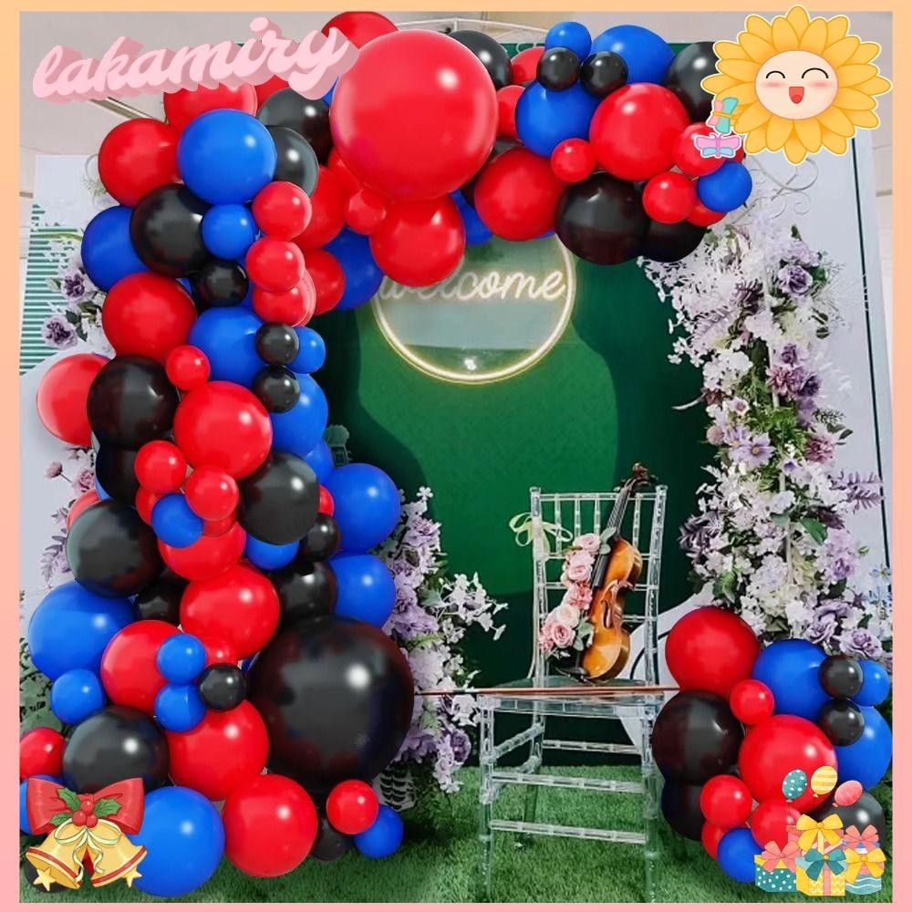 LAKAMIRY Red and Blue Balloons, Black Latex Balloon Arch, Hero Party ...