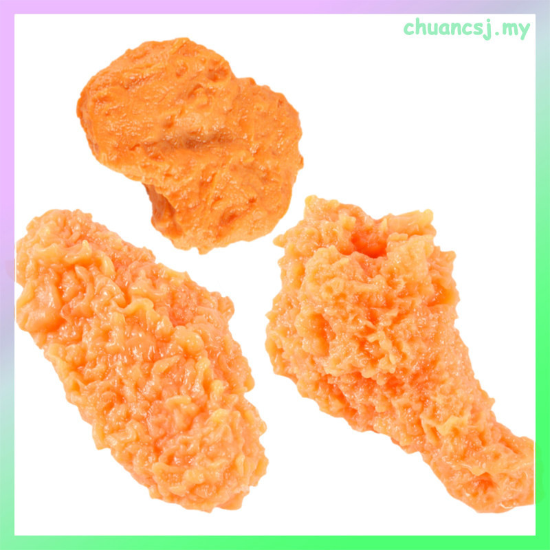 3 Pcs Chicken Nuggets Fake Fried Leg Realistic Fast Food Wing Prop ...