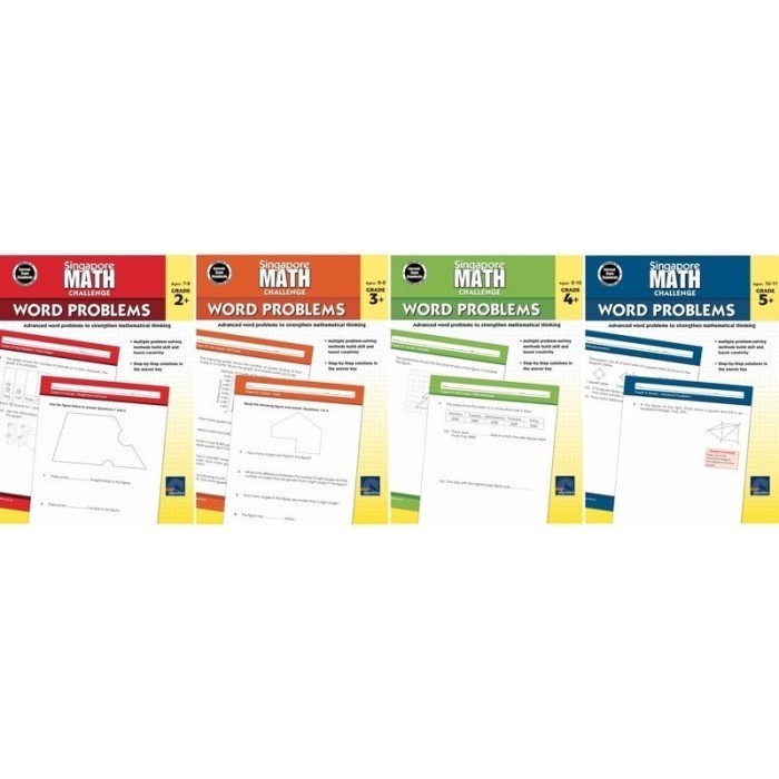 Print BOOKS Singapore MATH Challenge & Word Problems Grades 2+ 3+ 4+ 5 ...