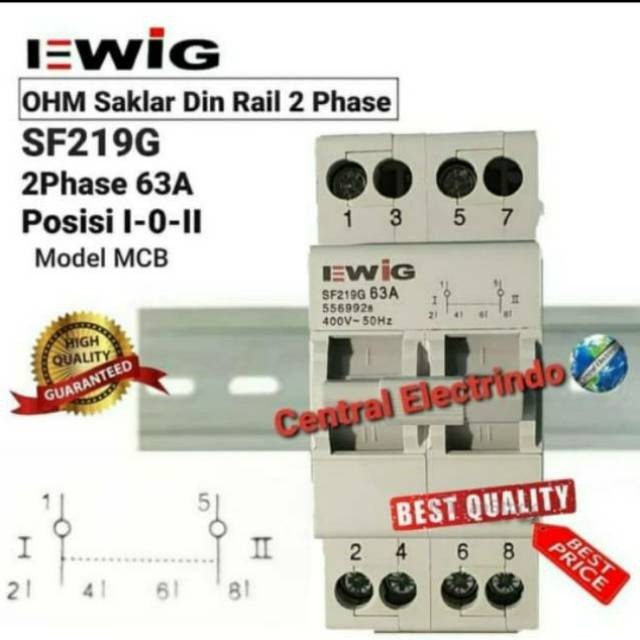 Cos Change Over Switch Ohm EWIG Din Rail 2Phase 63A Switch MCB Model. | Shopee Malaysia