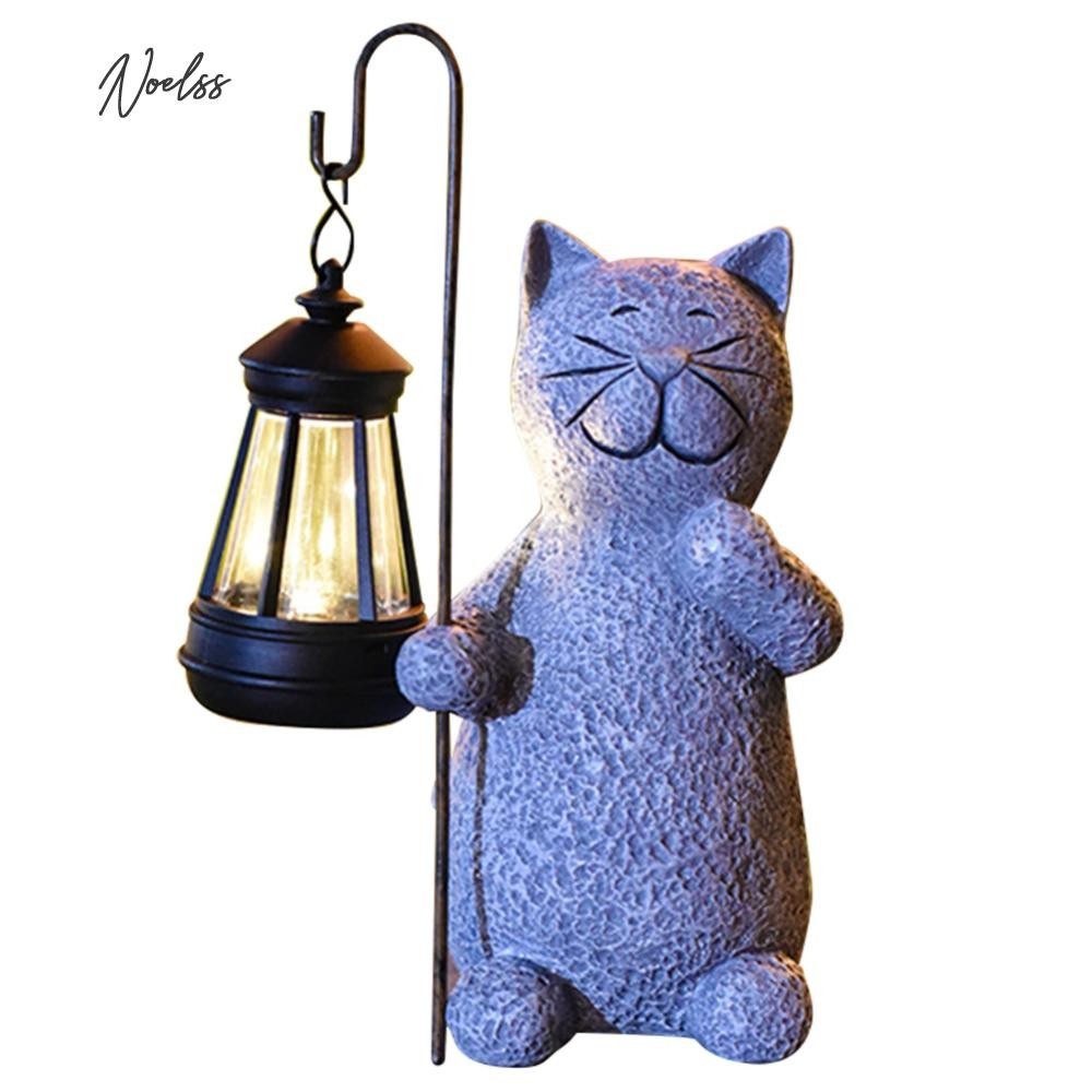 Cat Garden Statue Resin Solar Outdoor Statue Light Cute for Yard ...