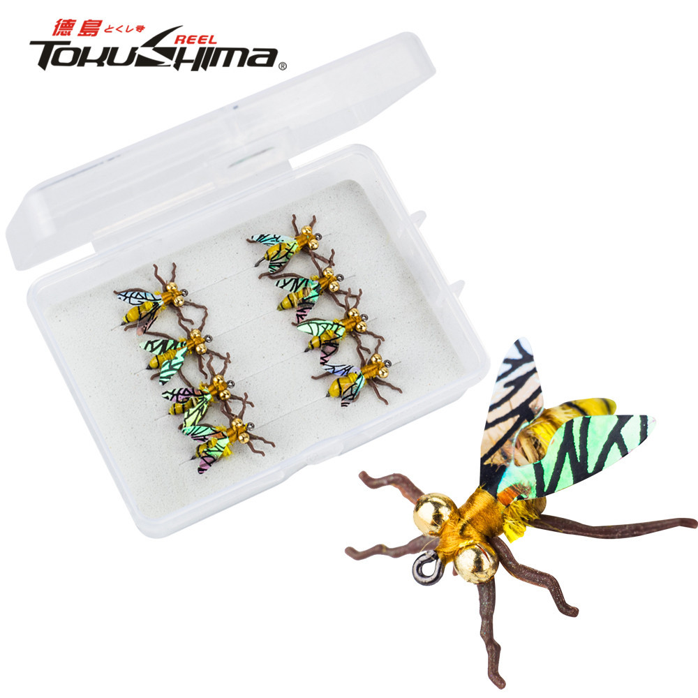8pcs/boxed Insects Fly Lure 4colors Fishing Artificial Insect Bait ...