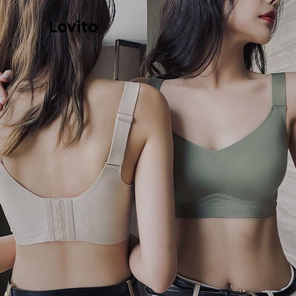 Lovito Casual Plain Basic Sports Bra for Women LNM70095 | Shopee Malaysia