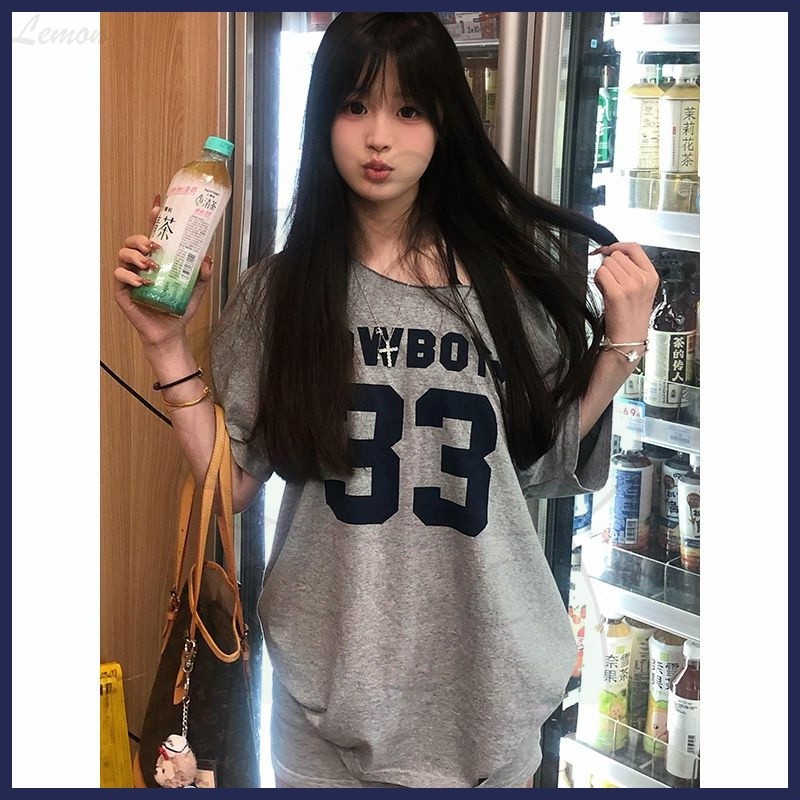 Lazy American Gray Off-the-Shoulder Letter Printed Hot Girl Casual Top ...