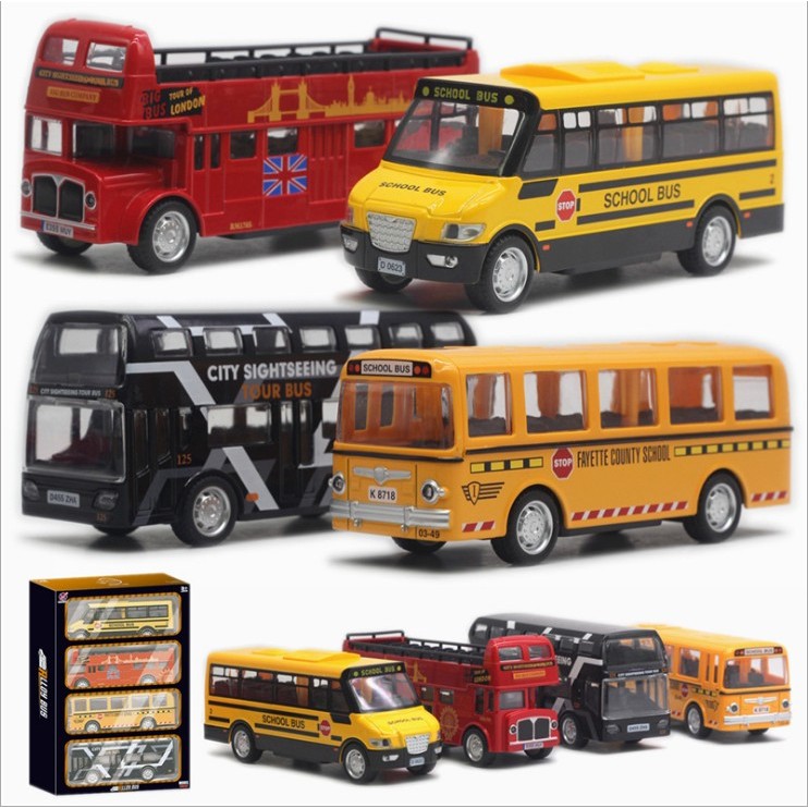 Alloy Car Model Bus Tram Metal Double Decker Bus London Bus School Bus ...