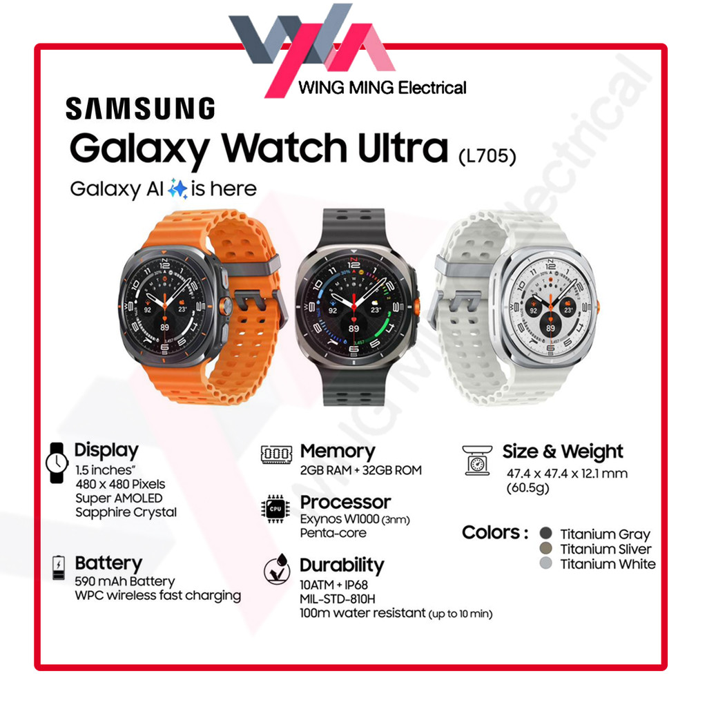 Samsung Galaxy Watch Ultra LTE 47mm , Titanium Smartwatch , AI tracker SM-L705 ( L705 ) | Shopee ...