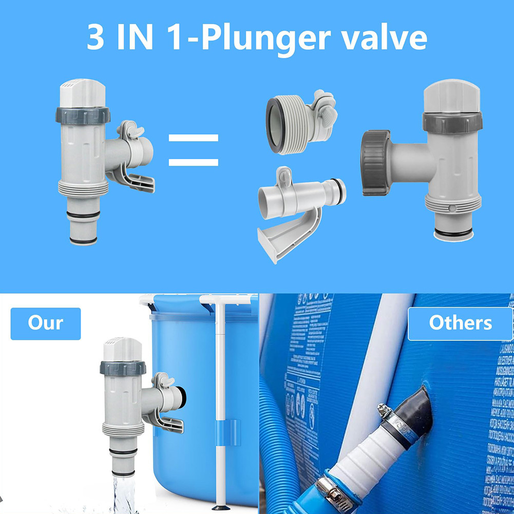 Plunger Valve with Holder Pool Hose Adapter for Above Ground Swimming ...