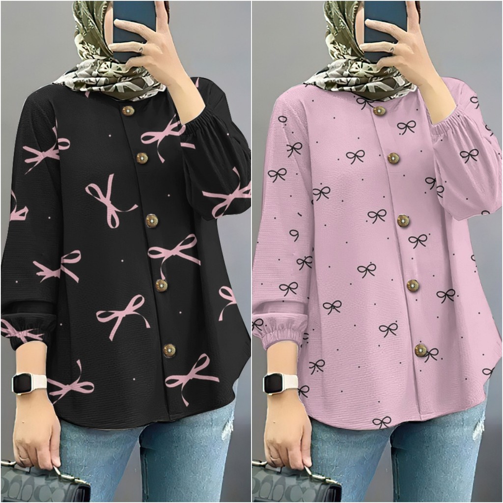 2025 Baju Raya Muslimah Blouse Style Elegant Women Shirts Baju Raya ...