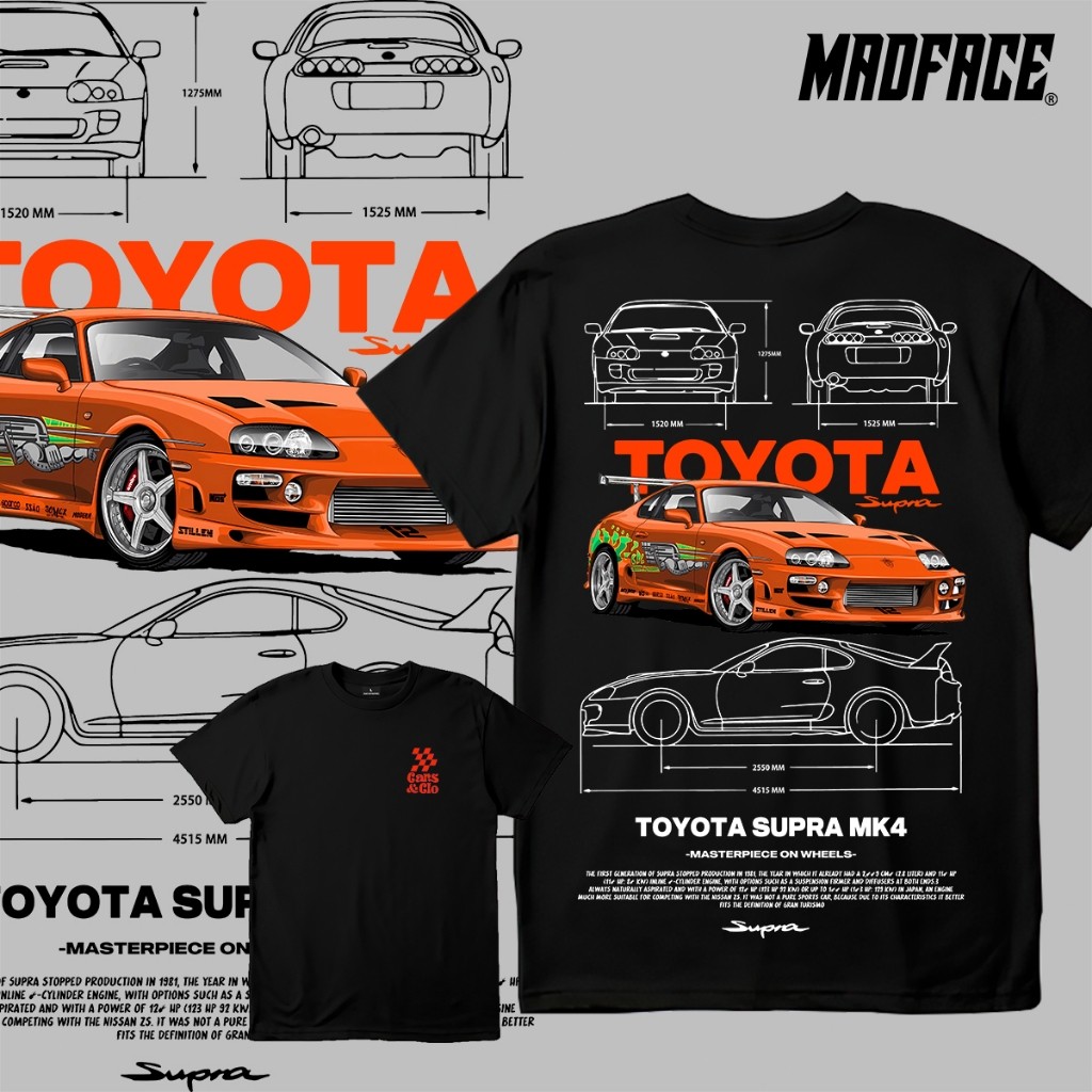 Madface Toyota Supra Mk4 Mens T-shirt Printed Kaos Short Sleeve Shirt ...