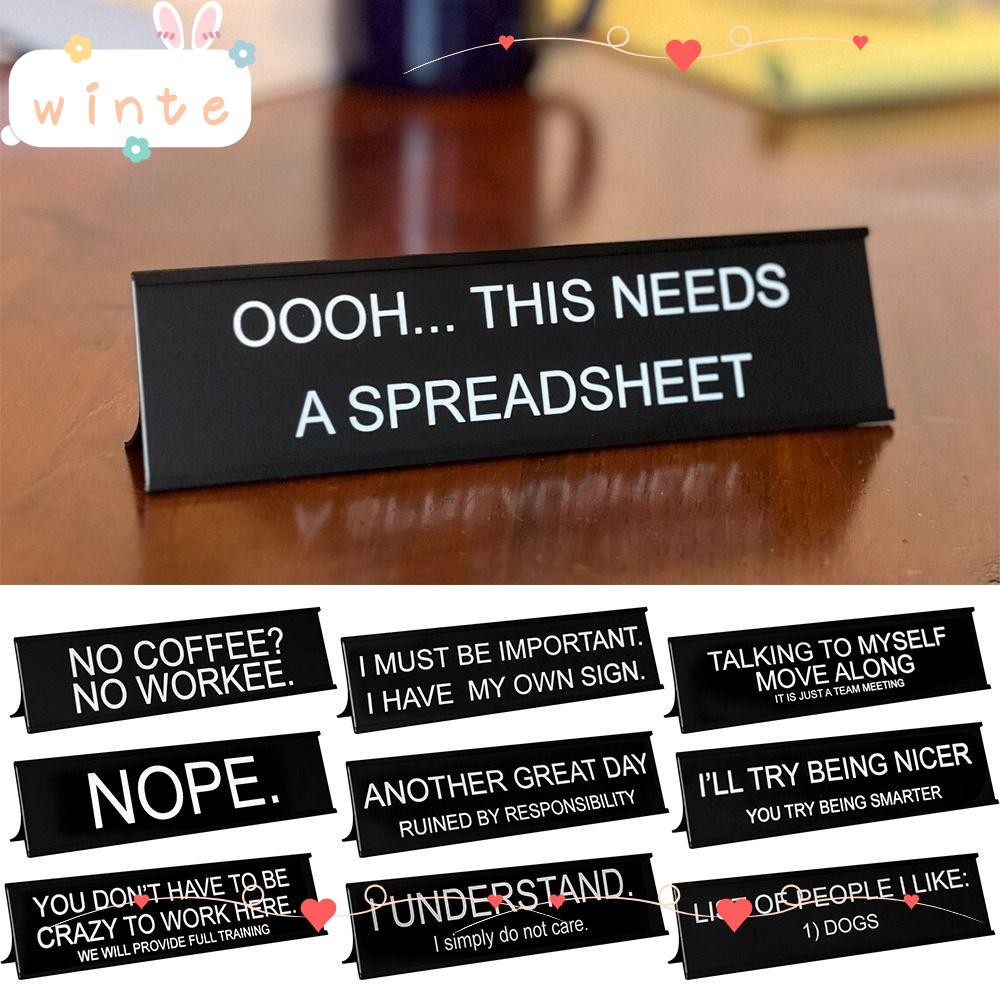 WINTE Office Decor Sign, Black Aluminium Alloy Desk Sign, Funny ...