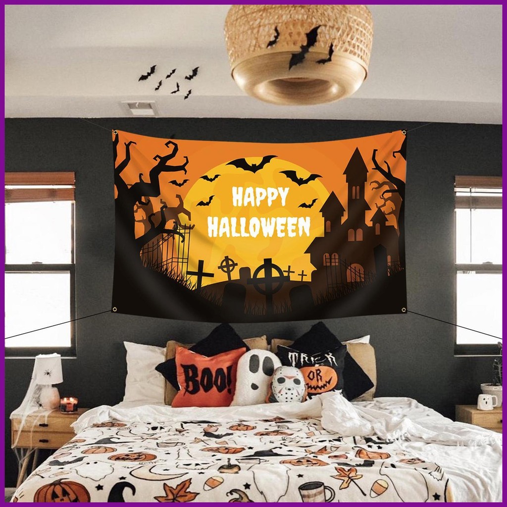 Halloween Backdrop Banner Colorful Party Decorations Multipurpose ...