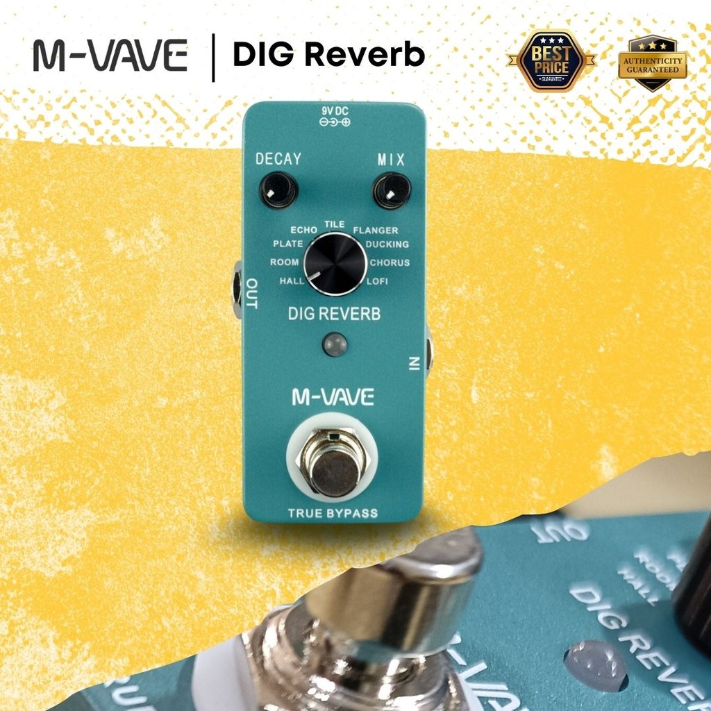 M-VAVE DIG REVERB Guitar Pedal 9 Digital Reverb Types Effect Pedal True ...