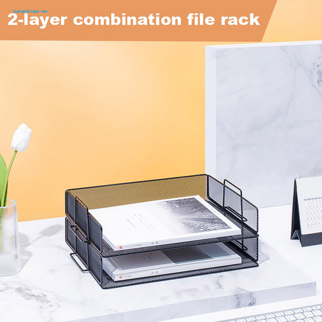 ba Paper Document Holder Desktop File Organizer Mesh Metal 2-tray ...