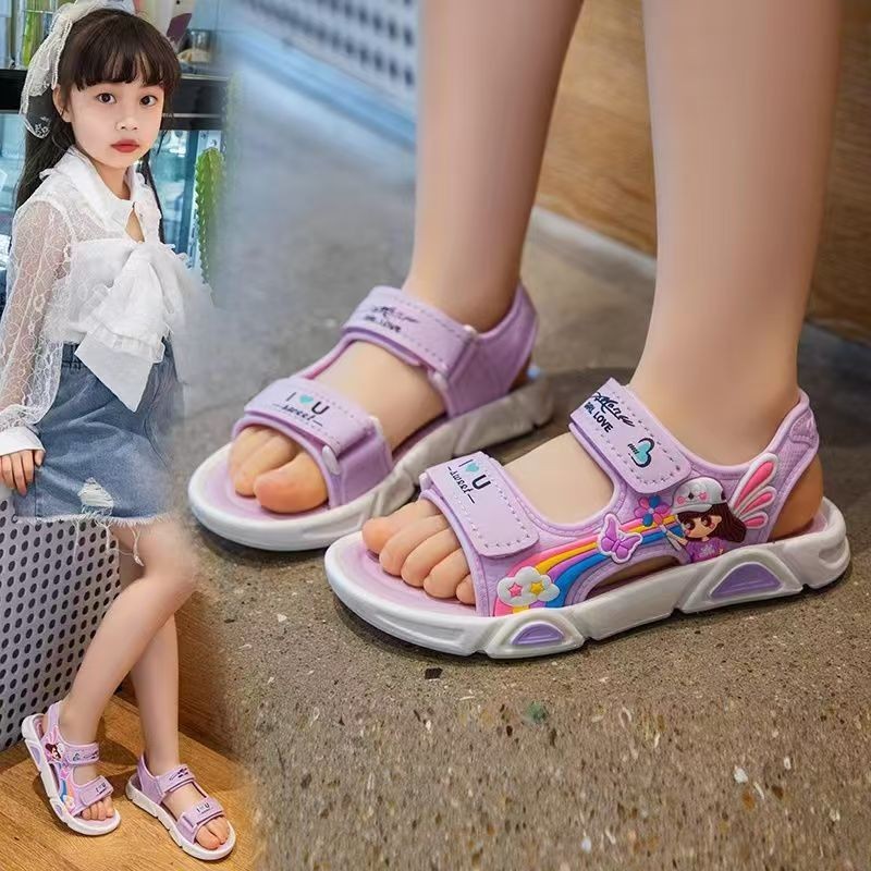 Summer New Cute Princess Girls Sandals Big Kids Beach Soft Sole Girls ...