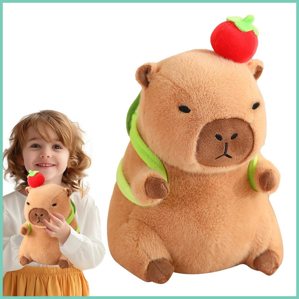 Capybara Stuffed Animal Soft Hugging Capybara Pillow Carrying A Turtle ...