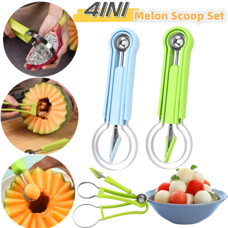 Fruit Cutter Tool 4in1 Stainless Steel Ball Digger Melon Ball Scoop ...