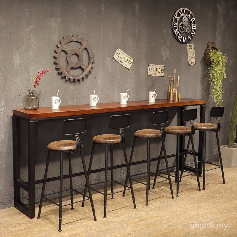 Meja dan kerusi kaunter bar kayu pepejal restoran meja kaunter bar ...