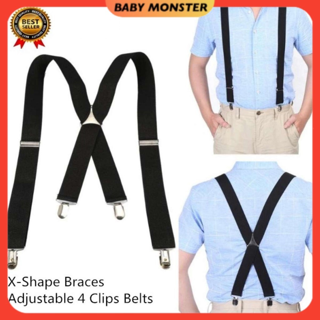 🔥HARGA BORONG🔥BMS Elastic Suspender 3.5cm Width Men X-Shape Y-Shape ...