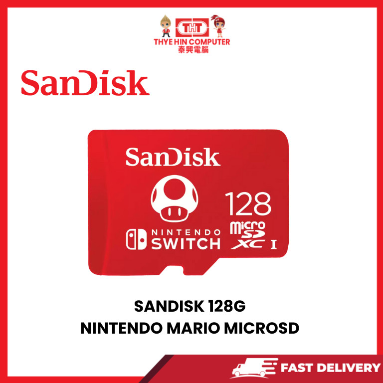 SANDISK 128G NINTENDO MARIO MICROSD UHS-I,C10,U3 (100MBPS) | Shopee ...