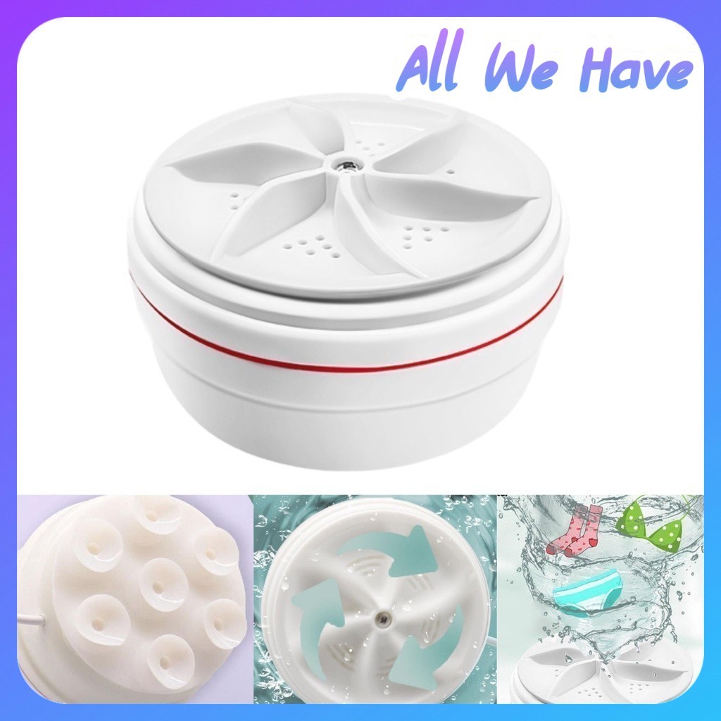 (UPGRADED CURVE FAN) Portable Washing Machine Rotating Mini Ultrasonic ...