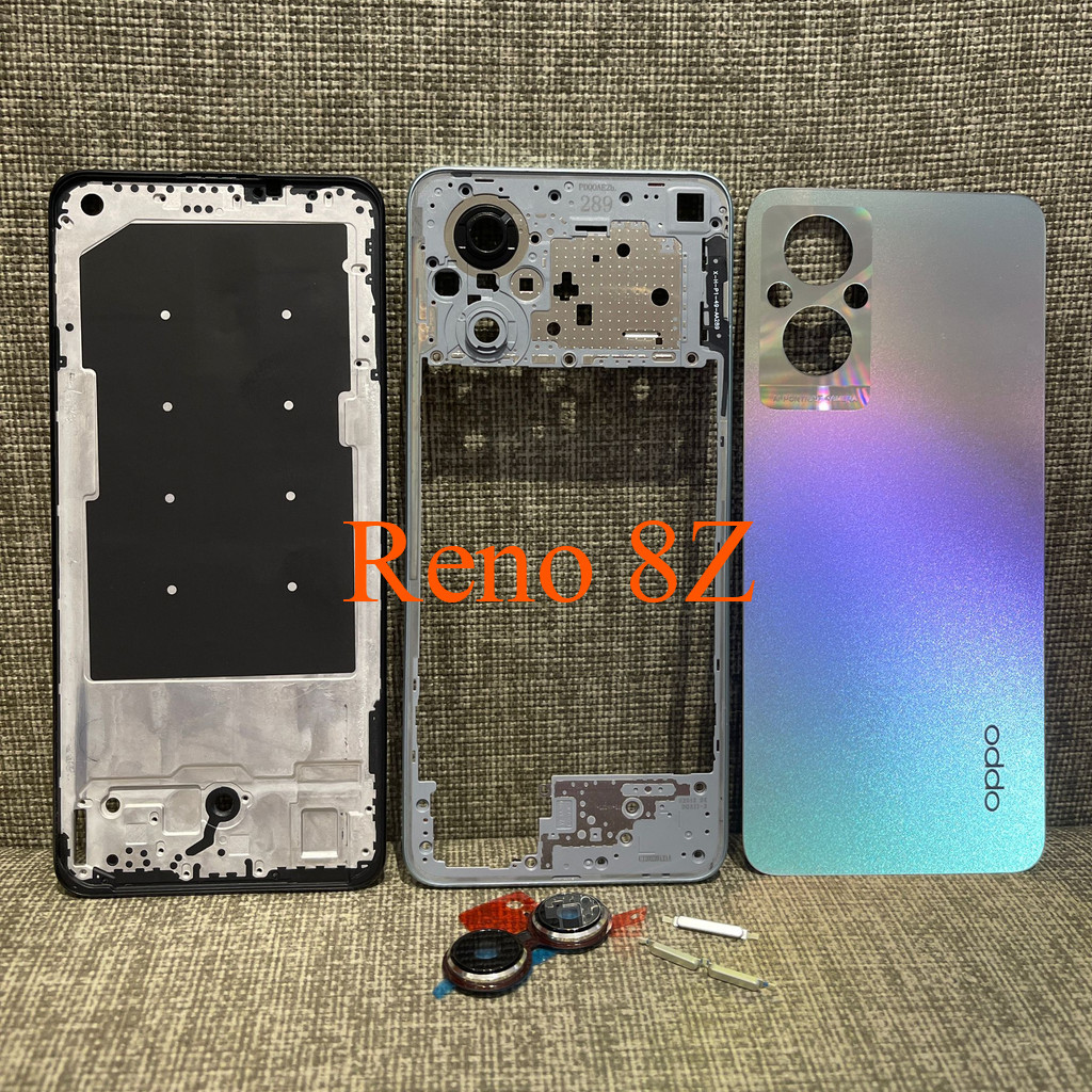 For OPPO Reno 8Z 5G CPH2457 LCD Front Frame Bezel Back Battery Cover + Middle Frame + Camera ...