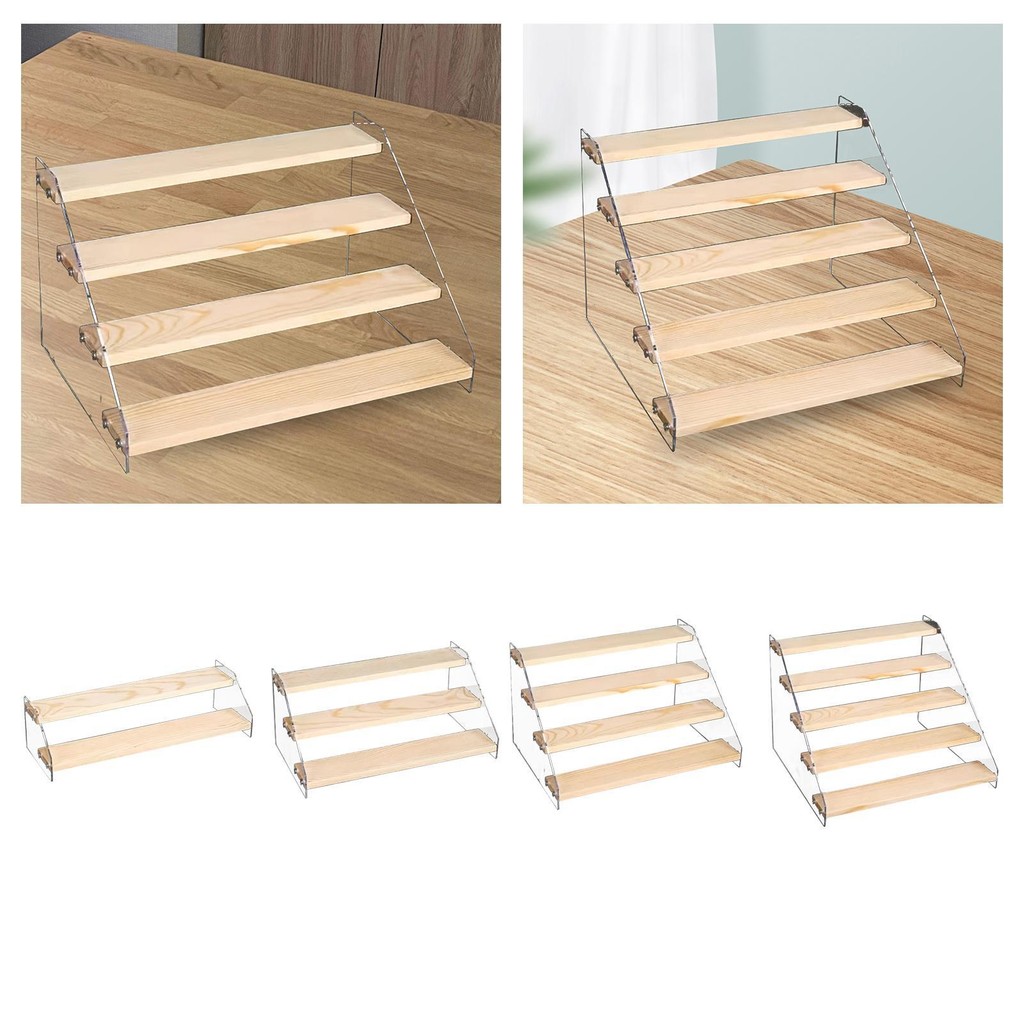 [mextnhx] Acrylic Tiered Display Riser Wood Display Stand Showing Stand ...