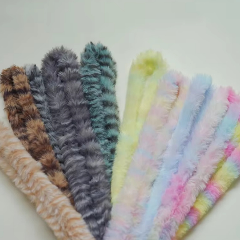 1m 20mm Velvet Wire Plush Thread Twist Stick Gradient Color Rabbit Hair ...