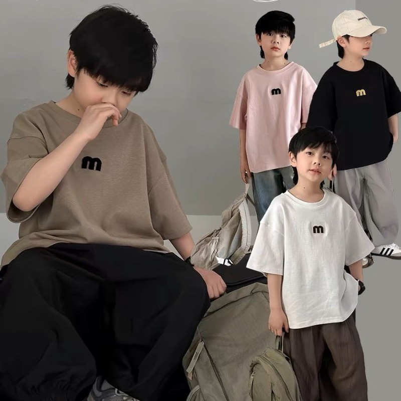 【Kid T Shirt】(10-40kg) 100% Cotton Letter Printed T-shirt Short Sleeves ...