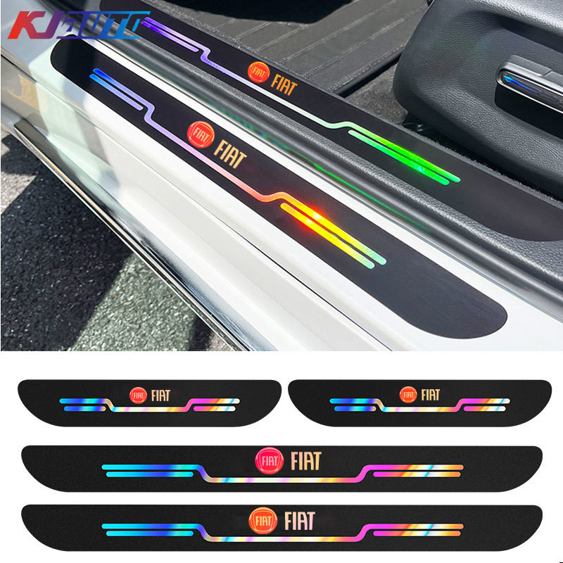Fiat Car Colorful Reflective Door Sill Protection Sticker Laser Auto ...