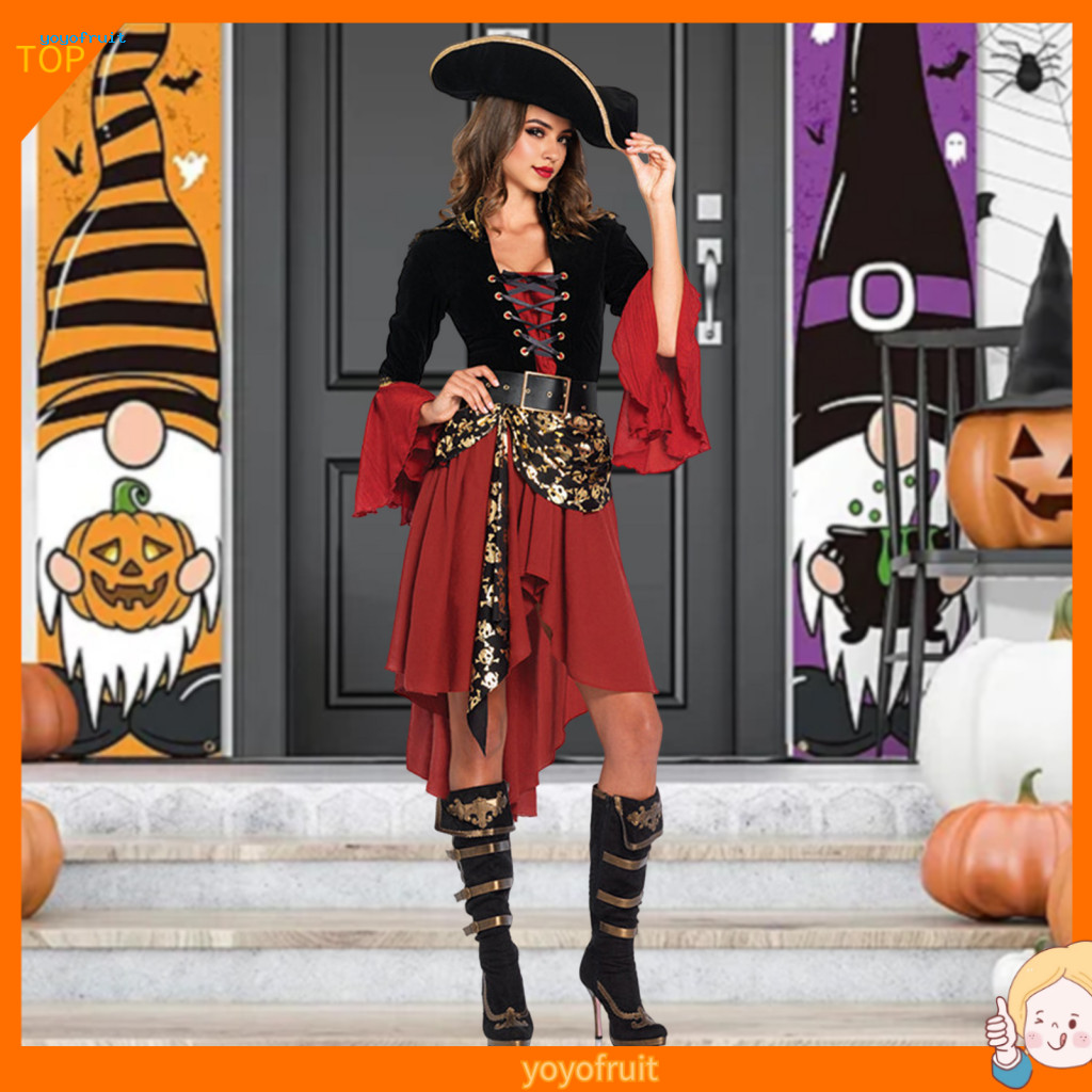 YOF Anime Role-playing Outfit Halloween Party Attire Sexy Pirate Queen ...