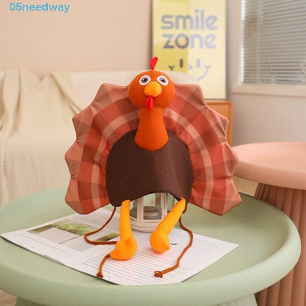 NEEDWAY Thanksgiving Headgear Cap, 3D Funny Plush Turkey Hat, Festival ...