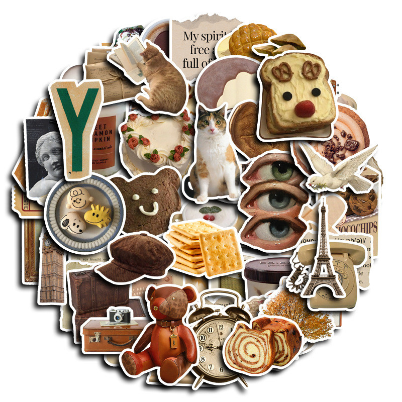 60PCS Cute Butter Toast Foods Graffiti Stickers for Bicycle Hand ...