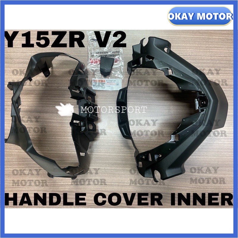 100% ORIGINAL HLY YAMAHA Y15ZR V2 HANDLE COVER SET METER COVER LOWER COVER METER BLACK Y15 INNER ...
