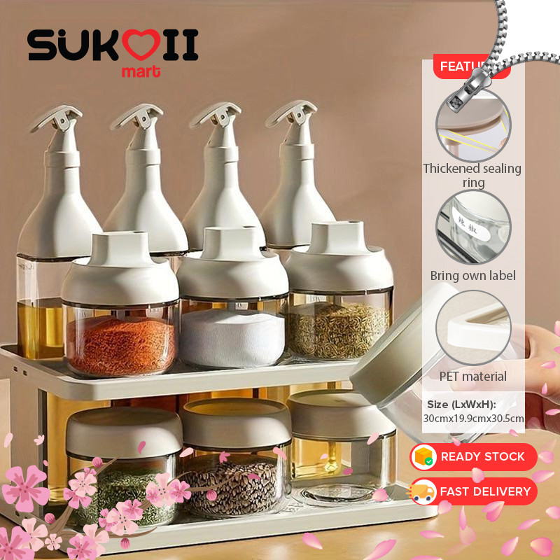 SKOI Glass Oil Bottle Dispanser Set With Plastic Stand Kitchen Glass ...