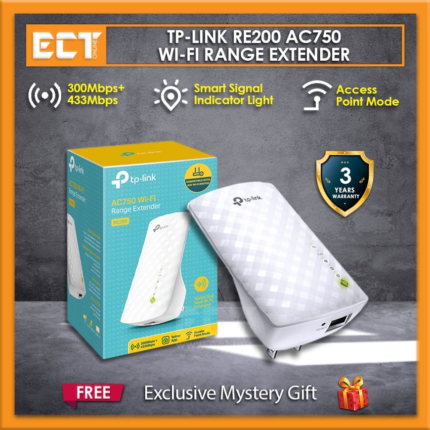 TP-Link RE200 AC750 Wireless Dual Band WiFi Range Extender Repeater ...