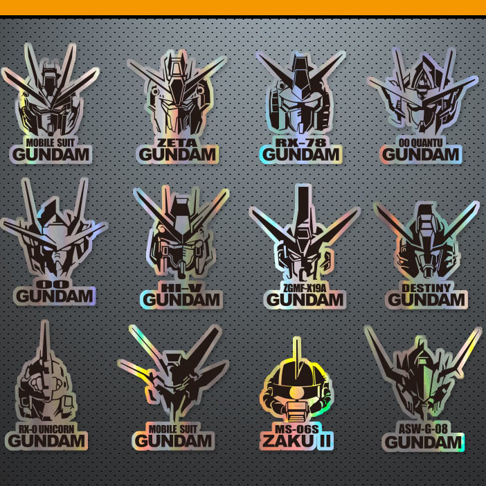 Gundam Animation Decorative Laser Sticker Waterproof Gundam Car Sticker ...
