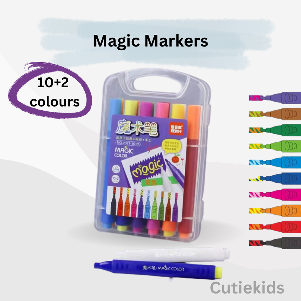 Magic Pen Colour Change Marker – 10+2 Colour-Changing Pens for Kids ...